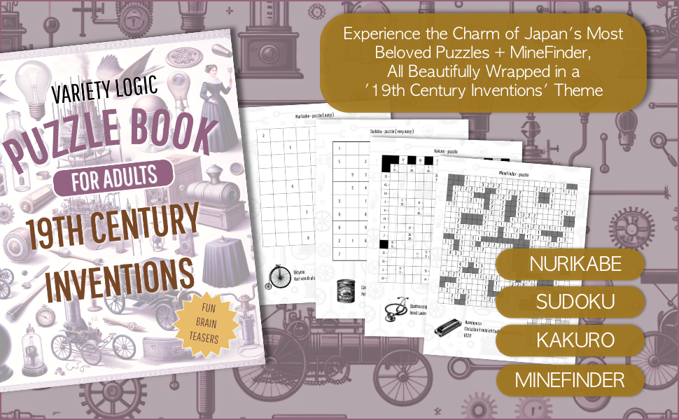 Variety Puzzle Book for Adults - 19th Century Inventions