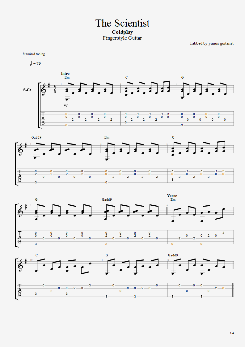 TAB. The Scientist - Coldplay