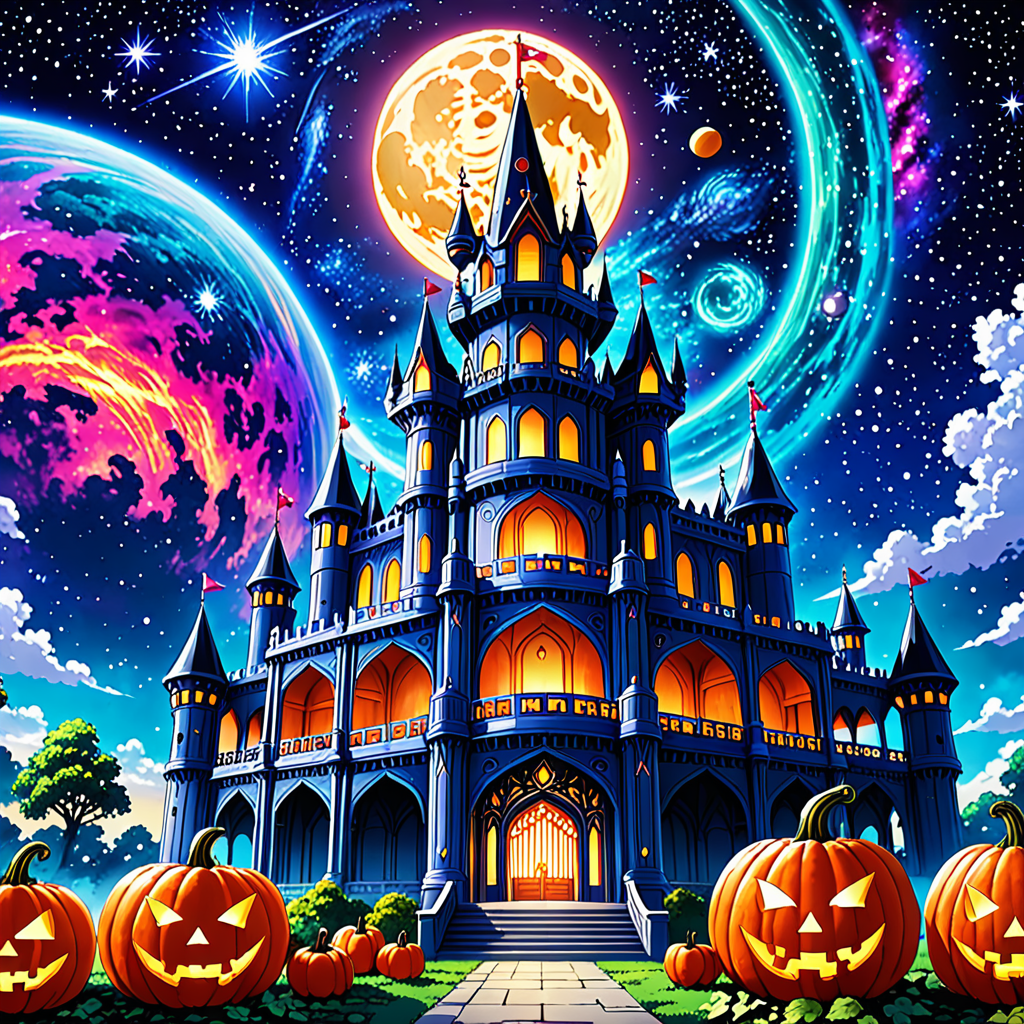 Enchanted Pumpkin Palace - Mystical Halloween Digital Art Set"