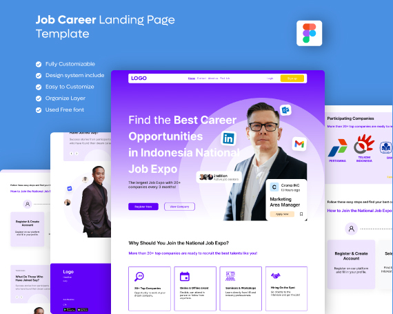 Job Career Landing Page Template | Figma Design | Fully Customizable