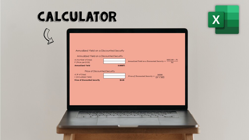 Excel Calculator Annualized Yield On A Discounted Security