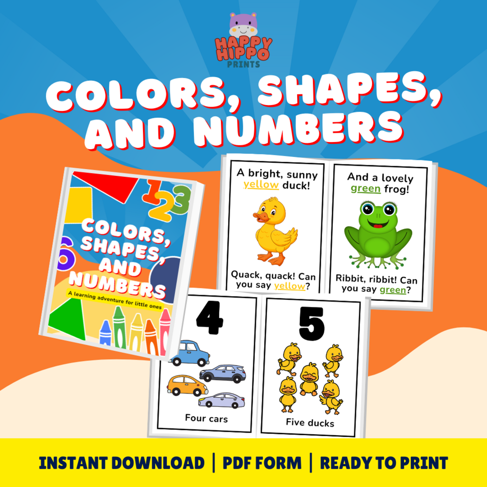 HappyHippoPrints | Colors, Shapes, & Numbers - Learning Book ...