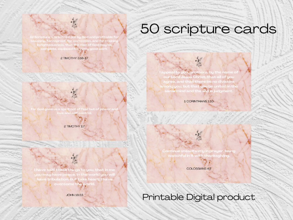 Printable Scripture Cards for Growing Your Faith in Pink Marble | Bible ...