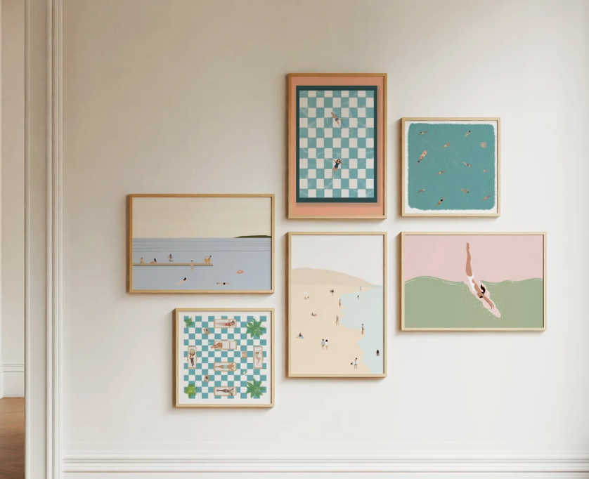 Set of 6 Minimalist Retro Pool Prints