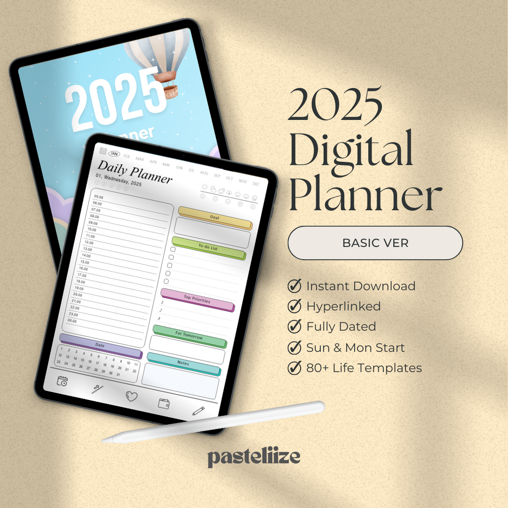 2025 Basic Digital Planner PDF Minimalist Weekly & Monthly Organizer ...