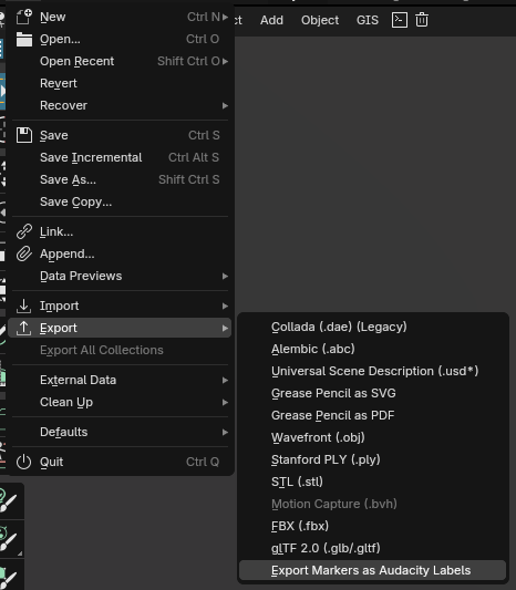 Export Blender Markers as Audacity Labels