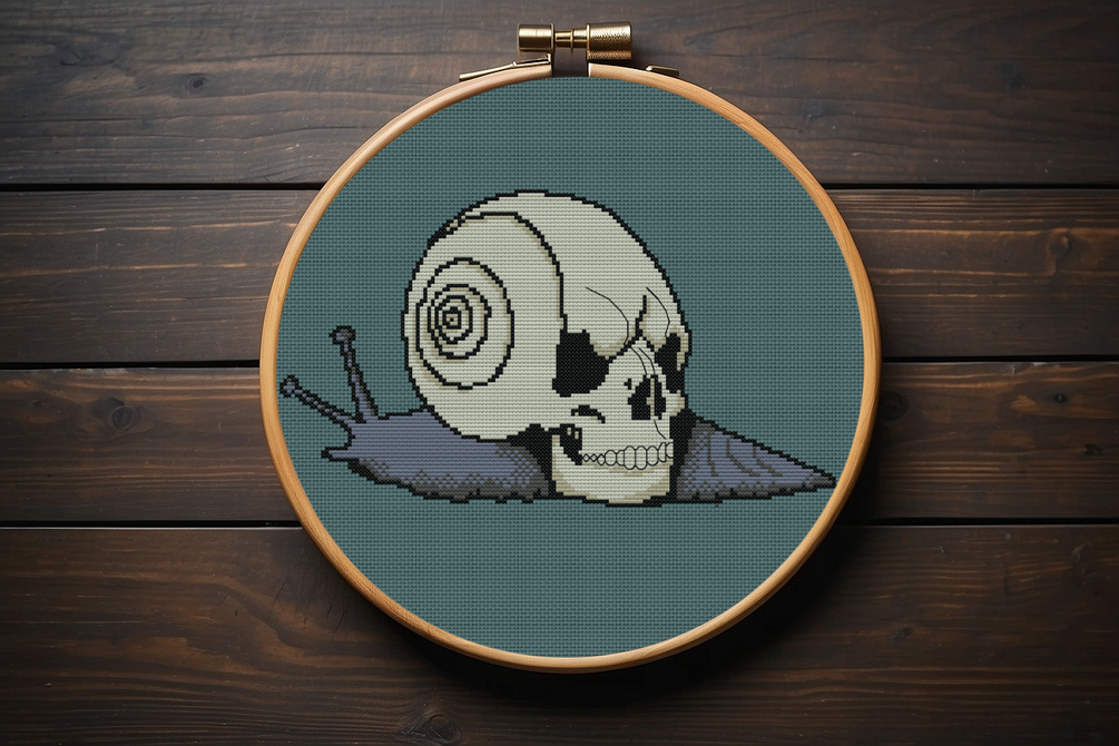 Slug skull cross stitch pattern