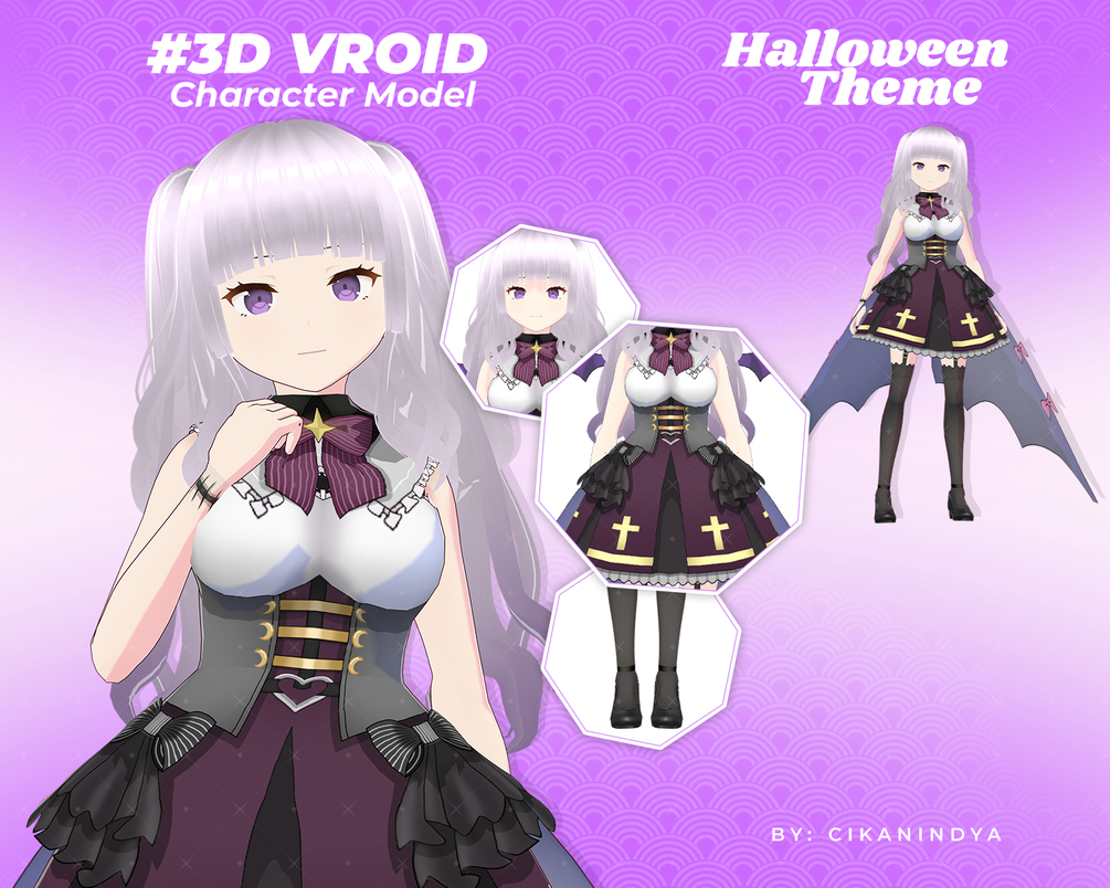 3D Vroid Character Dark Night Girl Mysterious and Alluring for ...