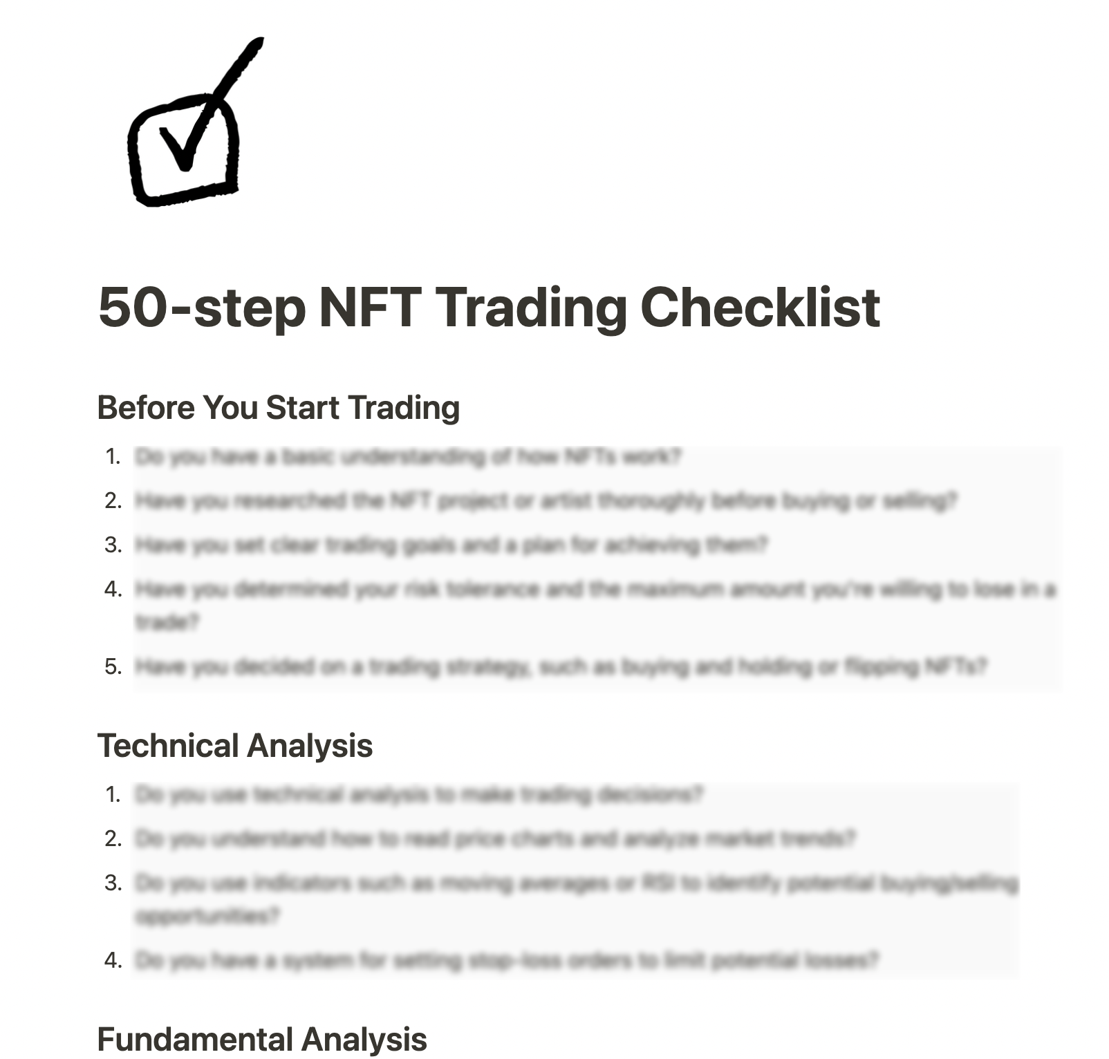 50-Step NFT Trading Checklist