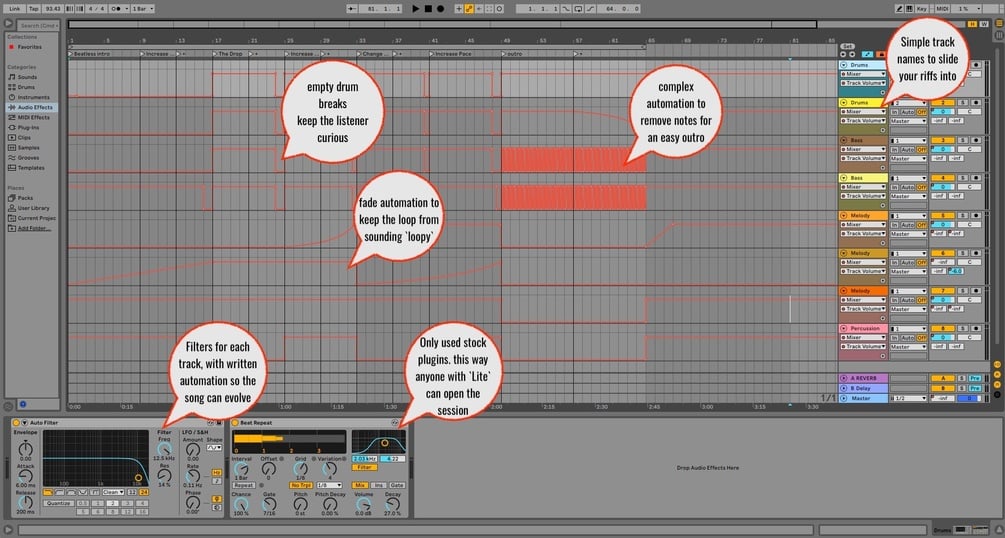 Quick beats - Loops to Song (mixing template for ableton live lite)