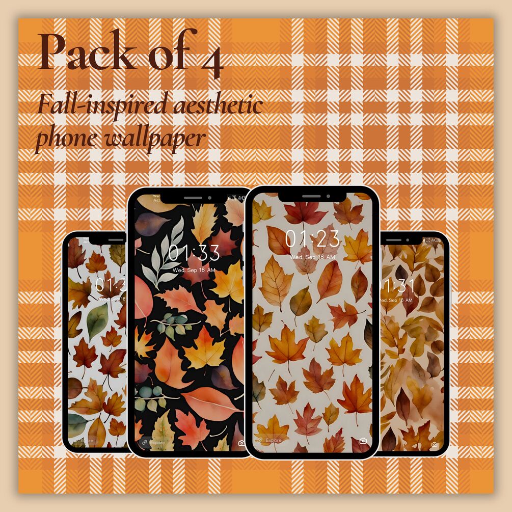 Pack of 4 Fall Aesthetic Phone Wallpaper for Android and iPhone🍂