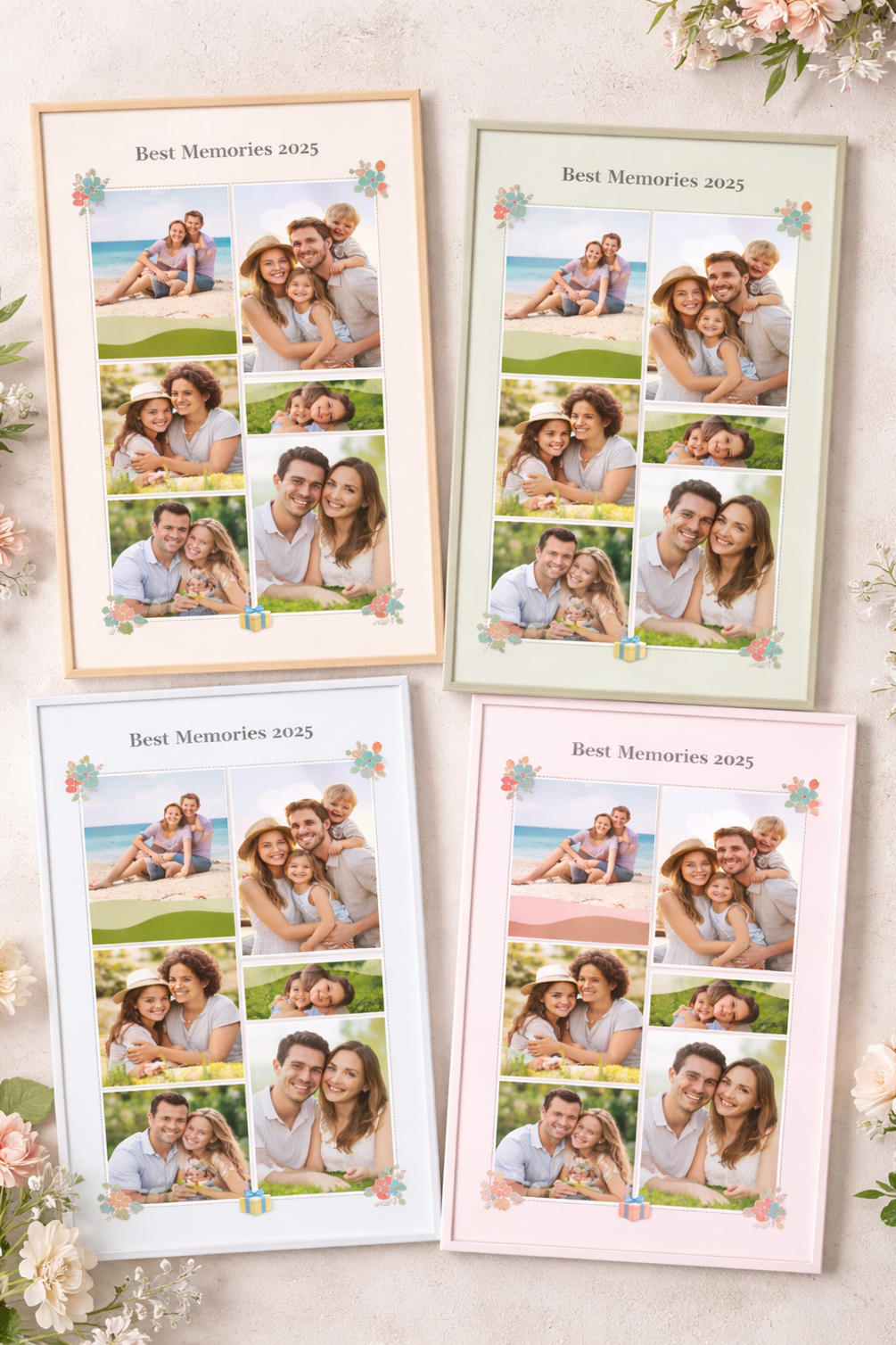 Editable Canva Photo Frame – Best Memories (4 Backgrounds)