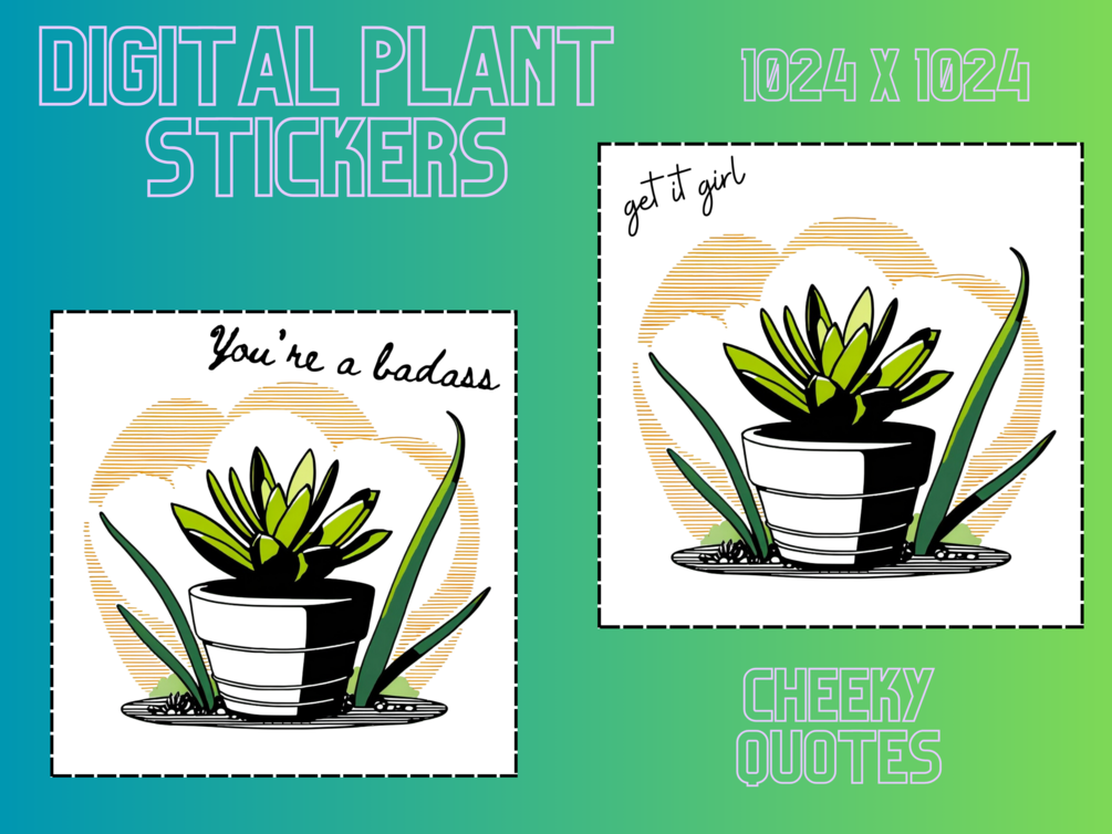 Sassy Succulent Digital Sticker Pack - Set of 4 Digital Stickers ...