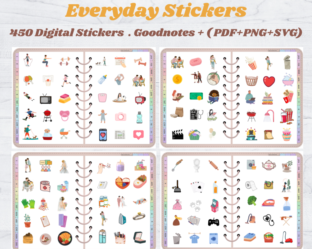 Everyday Life Digital Stickers, Daily Planner Stickers, iPad Stickers ...