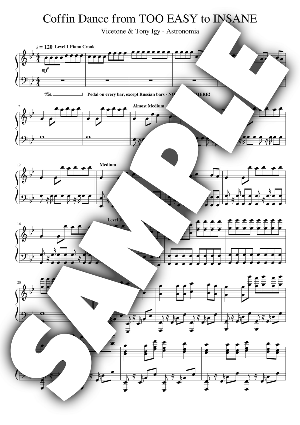 Coffin Dance from TOO EASY to INSANE [Sheet Music + MIDI]