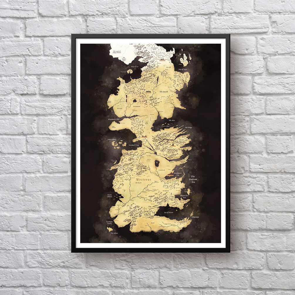 Game of Thrones map print, Westeros map poster, Seven Kingdoms map.