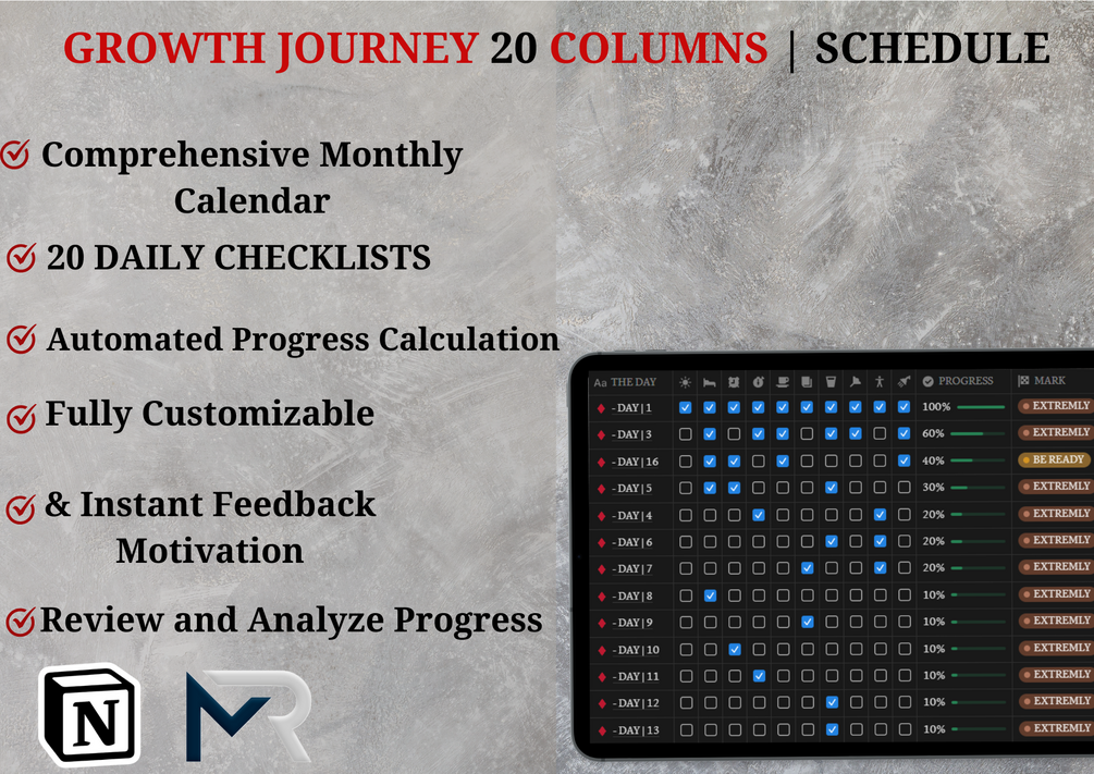 GROWTH JOURNEY 20 COLUMNS | SCHEDULE