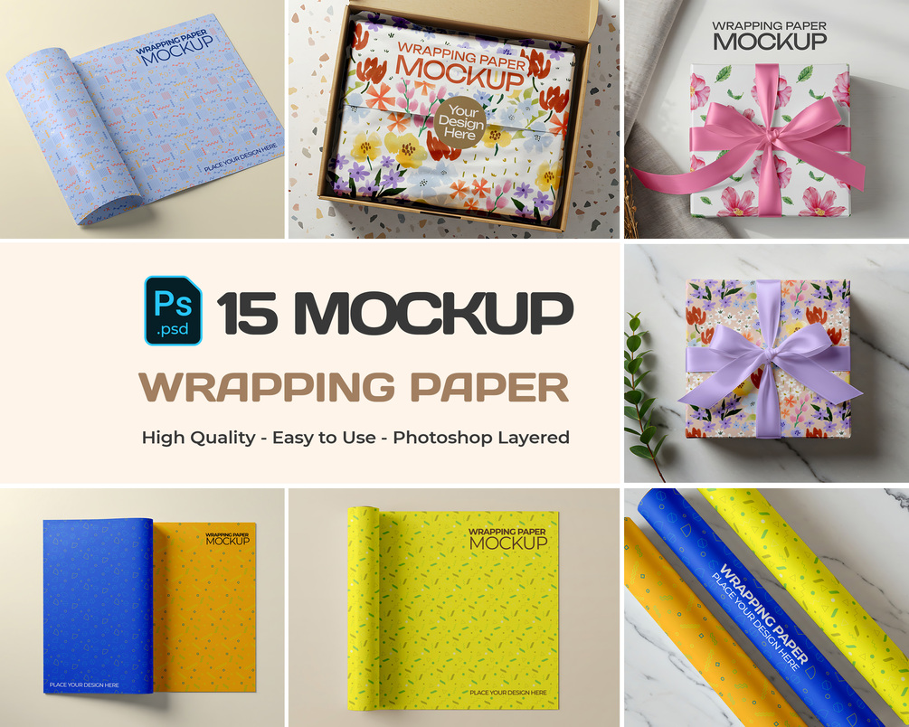 15 Premium Warpping Paper Mockup