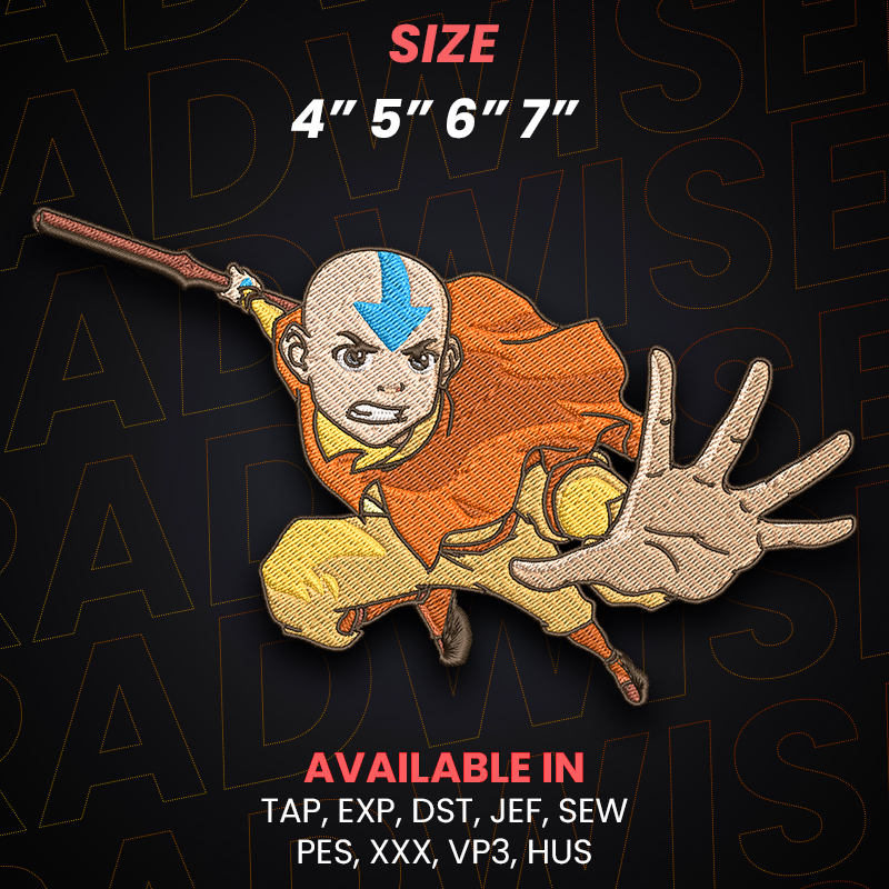 Avatar AANG Inspired Embroidery Design, Machine Embroidery Design, Tap ...