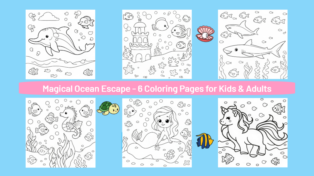 Magical Ocean Escape – Underwater Coloring Fun | 6 Page Printable PDF ...