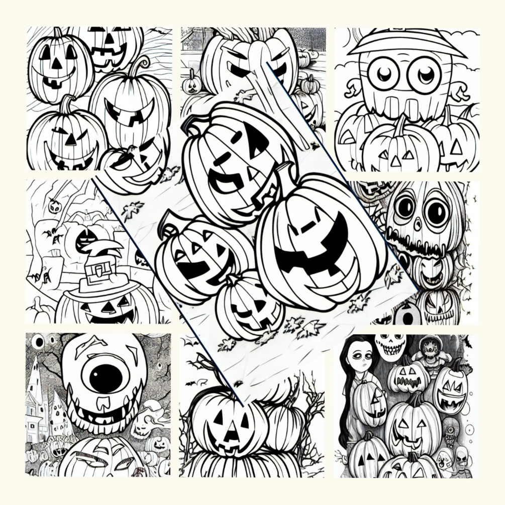 2$ 10 Halloween Pumpkin Patch Coloring Pages 8.5x11 | digital download 01