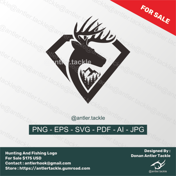 Deer Head Antler Outdoors Hunting Logo Designed By Donan Antler Tackle