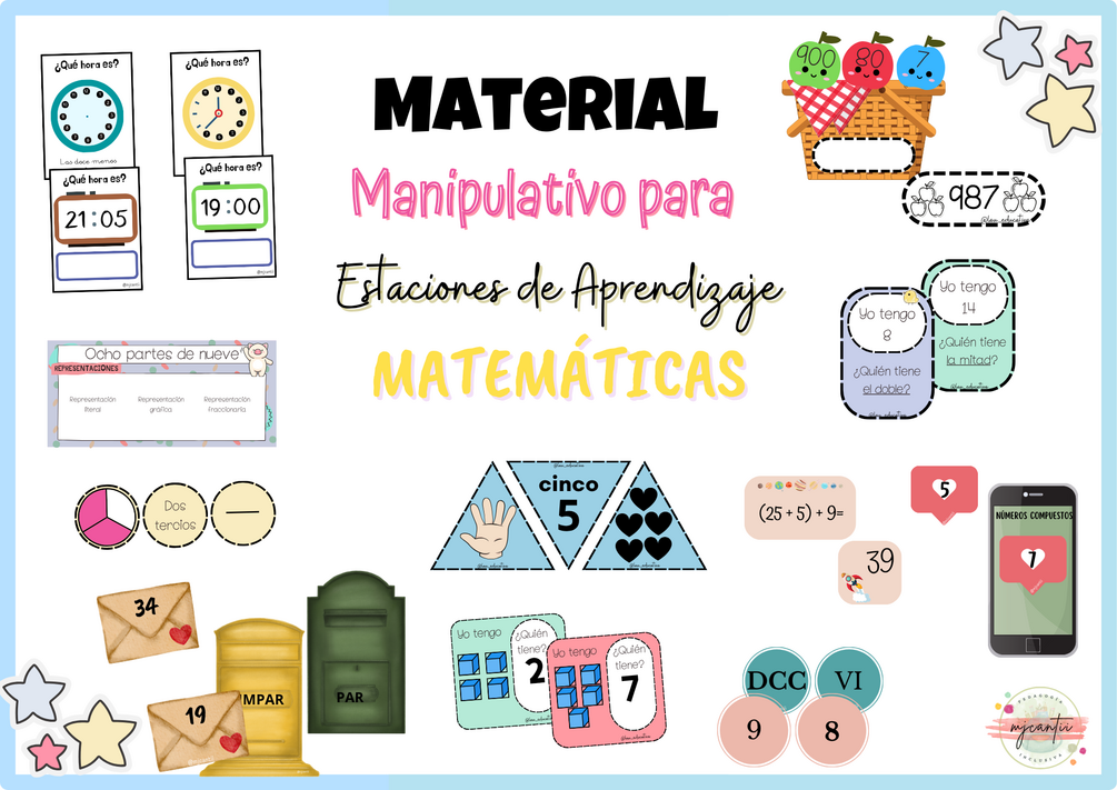 MATERIAL MANIPULATIVO PARA ESTACIONES DE APRENDIZAJE DE MATEMÁTICAS