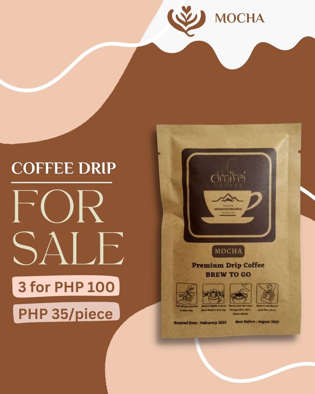 Mocha Flavor Coffee Drip from Mountain Province Philippines