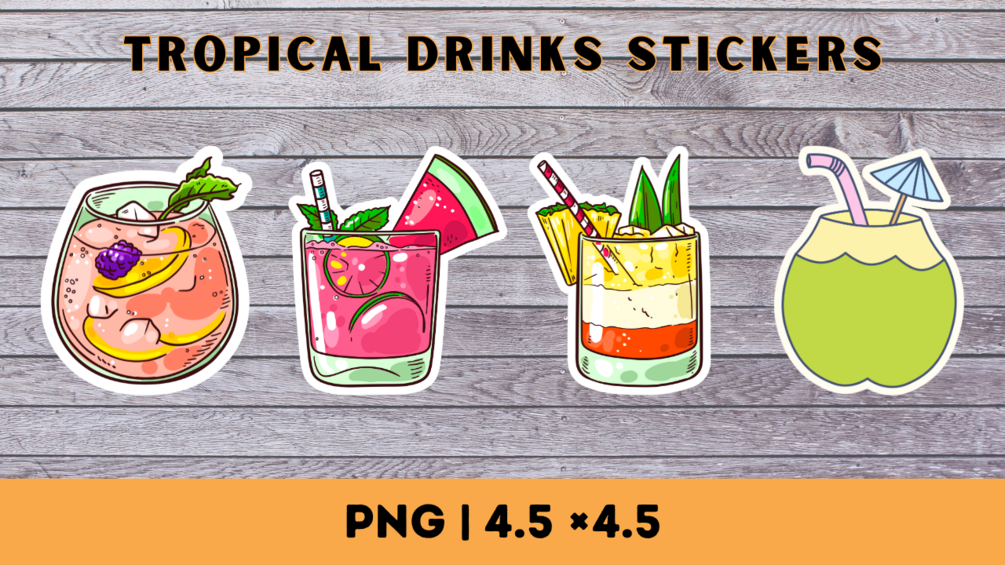 Tropical Drinks Stickers | Vacation PNG