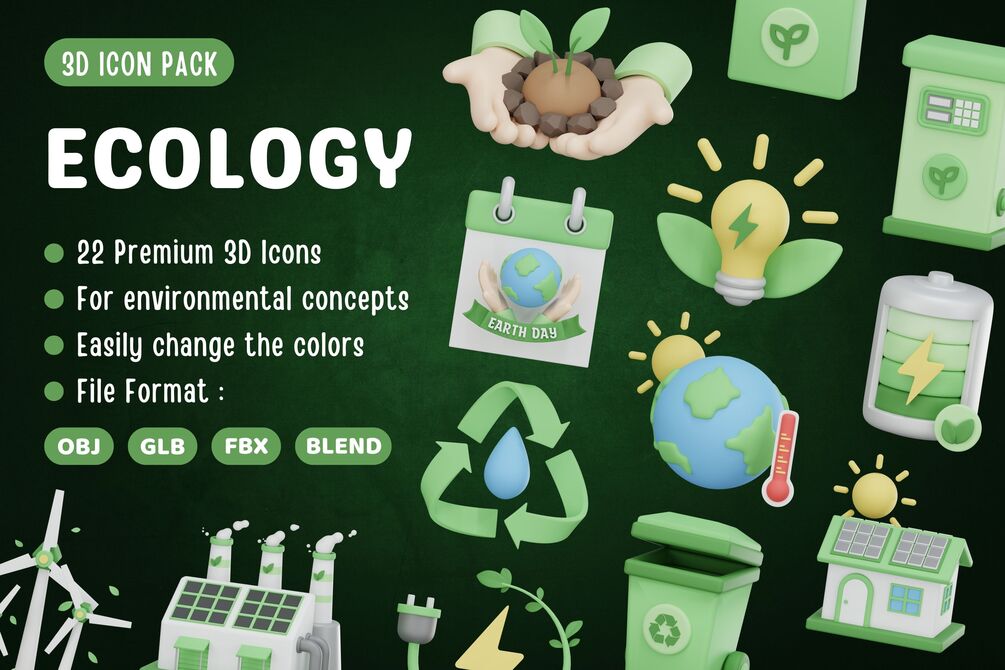Ecology 3D Icon Pack