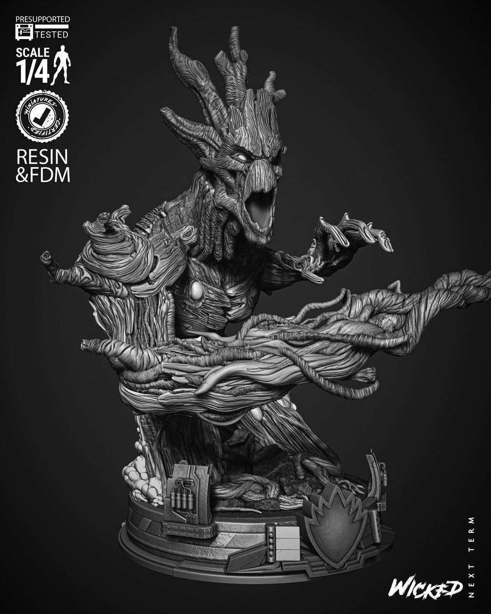 Wicked Marvel Groot Comic Version Bust: Tested and ready for 3D printing