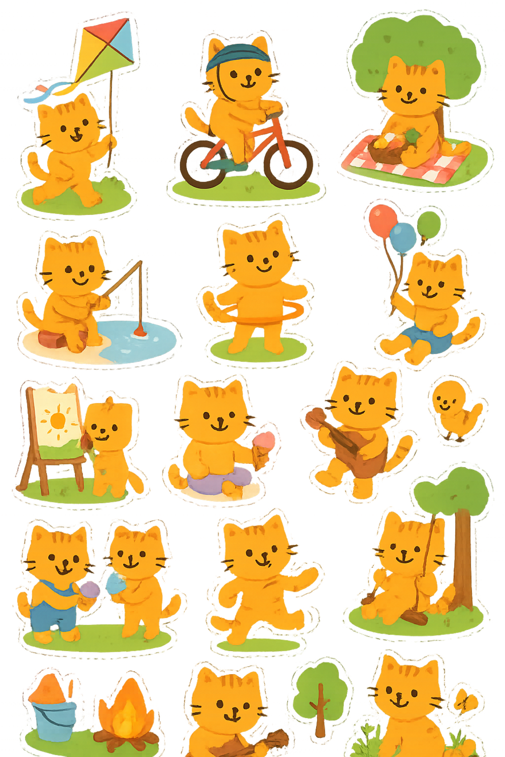 Fun Cat Adventures Clipart - Summer Activities Cats and Printable for Kids