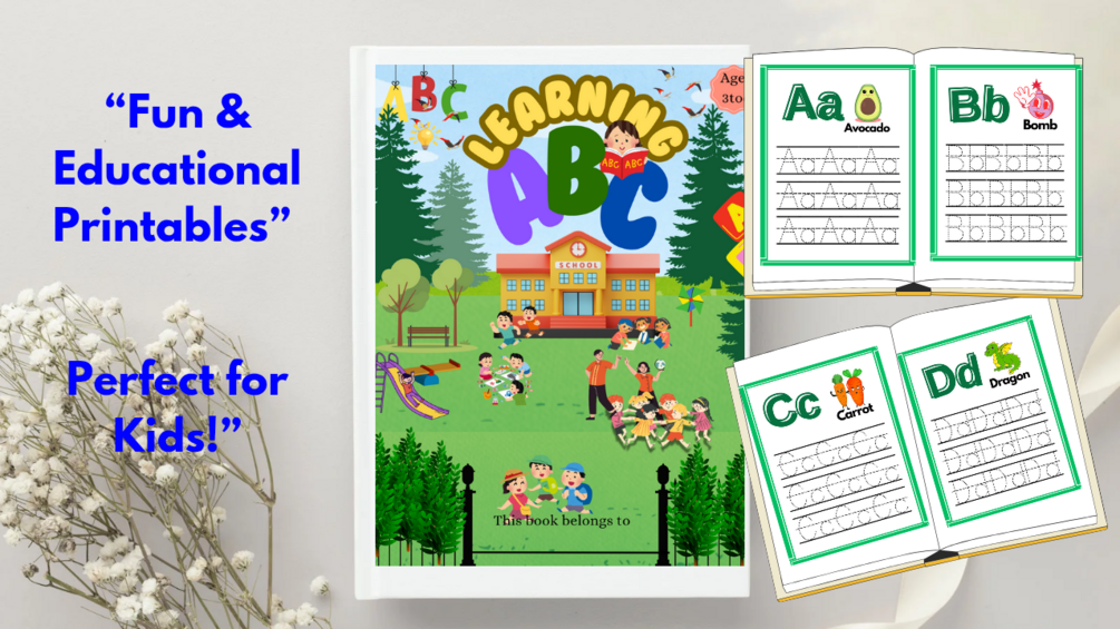 LEARNING ABC ACTIVITY BOOK FOR KIDS 3-6 AGES PRINTABLE