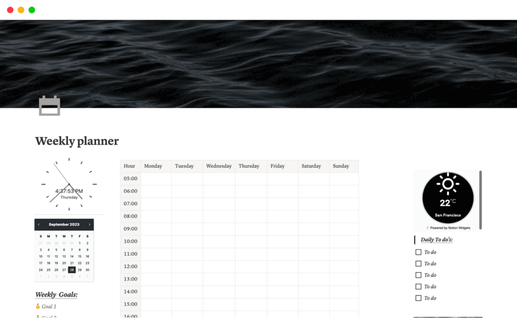 Weekly planing