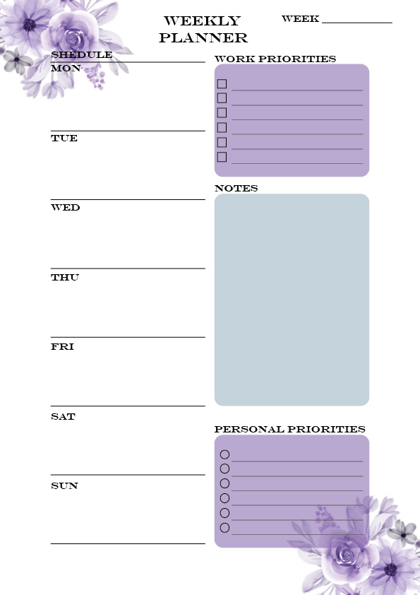 Daily planner purple, Weekly planner purple, Monthly planner purple ...