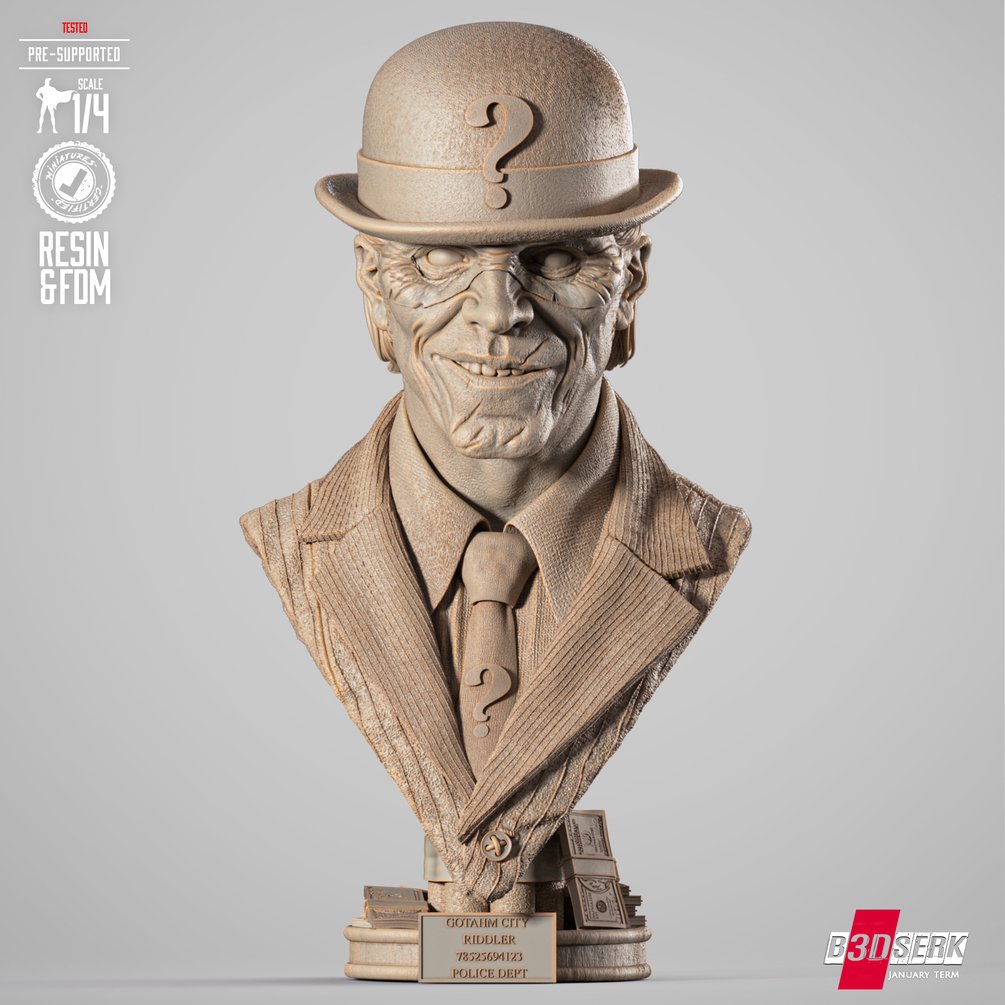B3DSERK February Term 2025 The Riddler Portrait Bust ready for printing