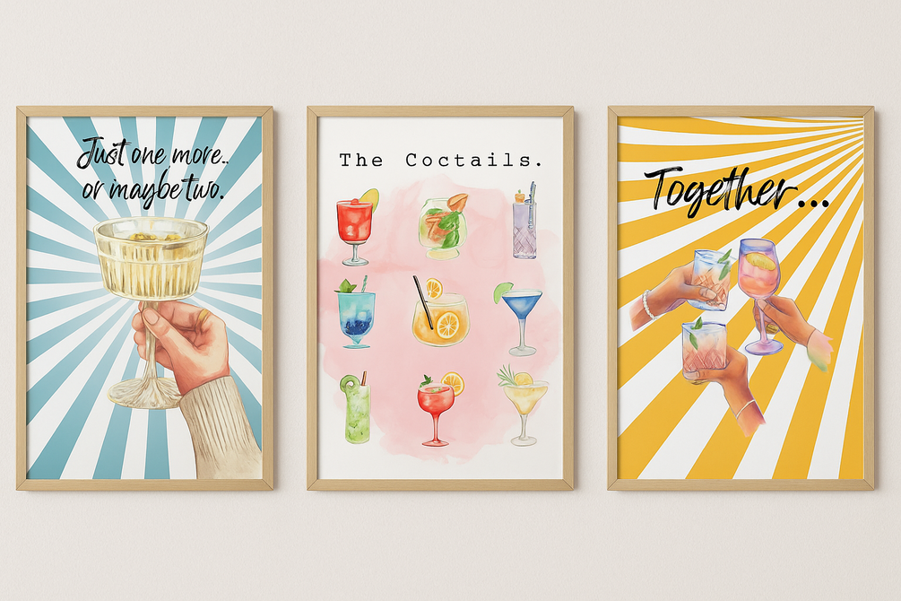 Cocktail Wall Art – Printable Poster Set (3 Designs)