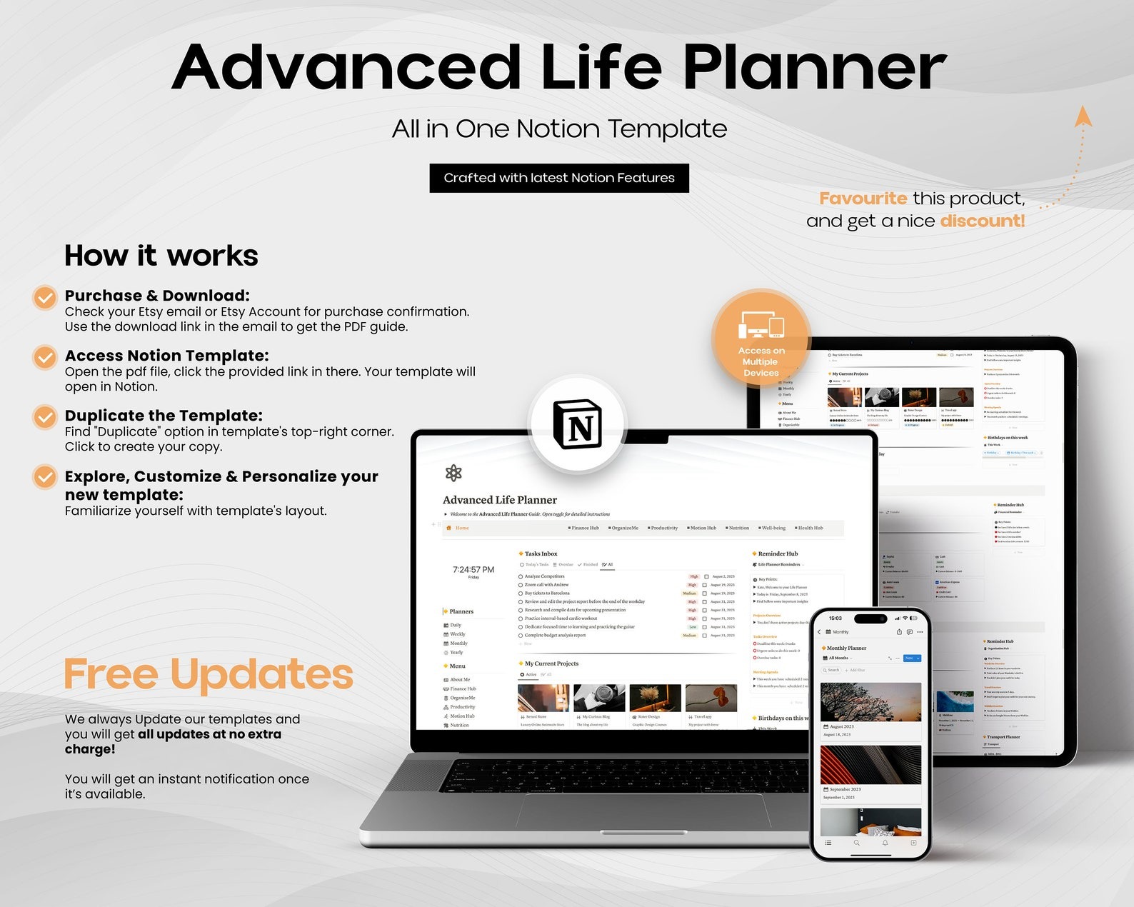Notion Template Advanced Life Planner All in One Notion Dashboard Ultimate Notion Calendar ADHD ...