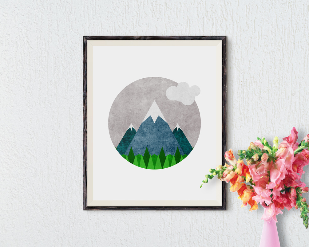 Minimalist Art, Mountain Print, Modern Art Print, Nordic Art, Printable ...