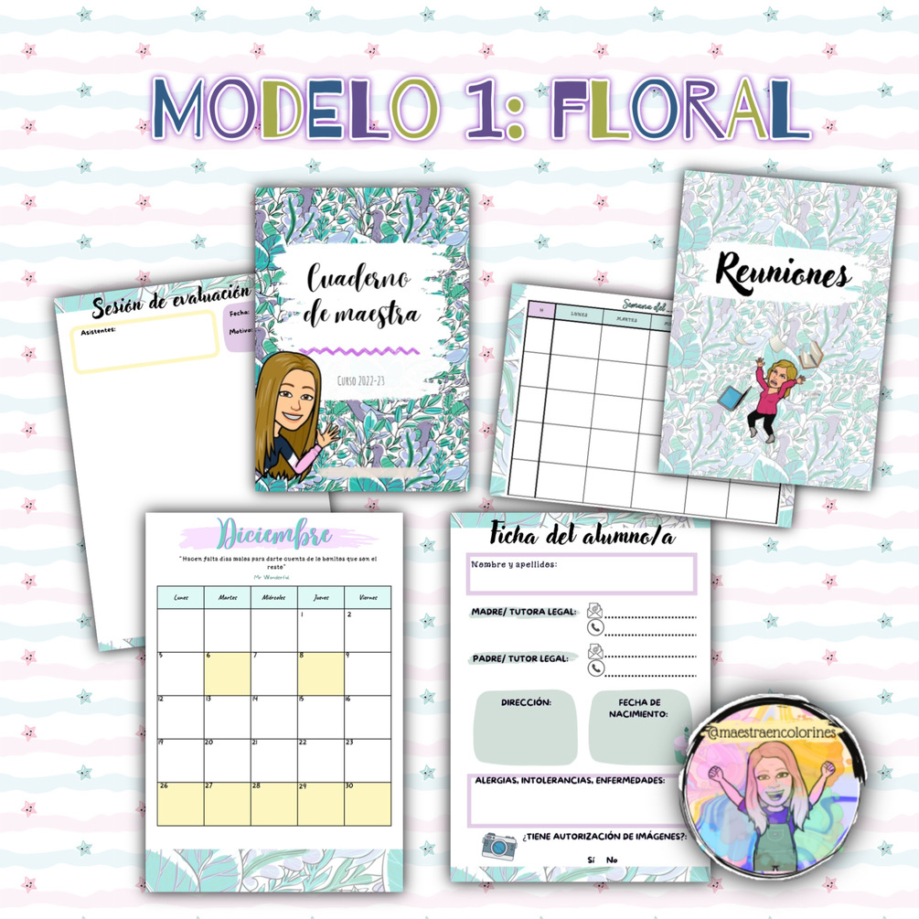 Cuaderno profe floral Curso 2022-2023