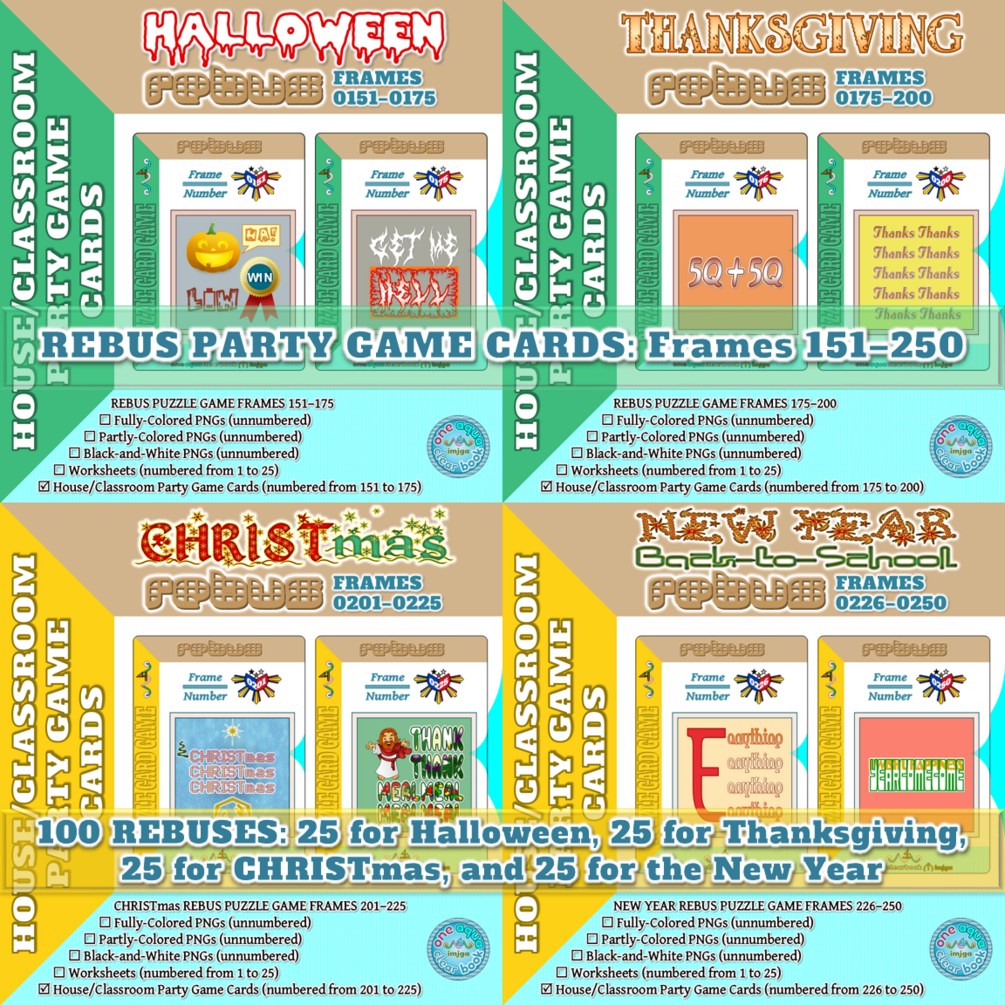 Rebus Puzzle House and Classroom Party Game Cards 151–250