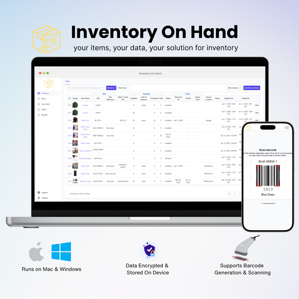 Inventory Application with Barcode Support | Inventory On Hand