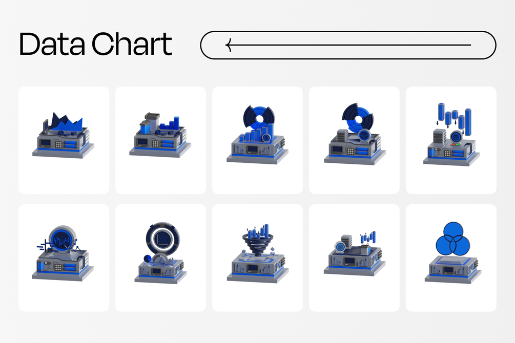 Graph & Chart 3D Icon Pack