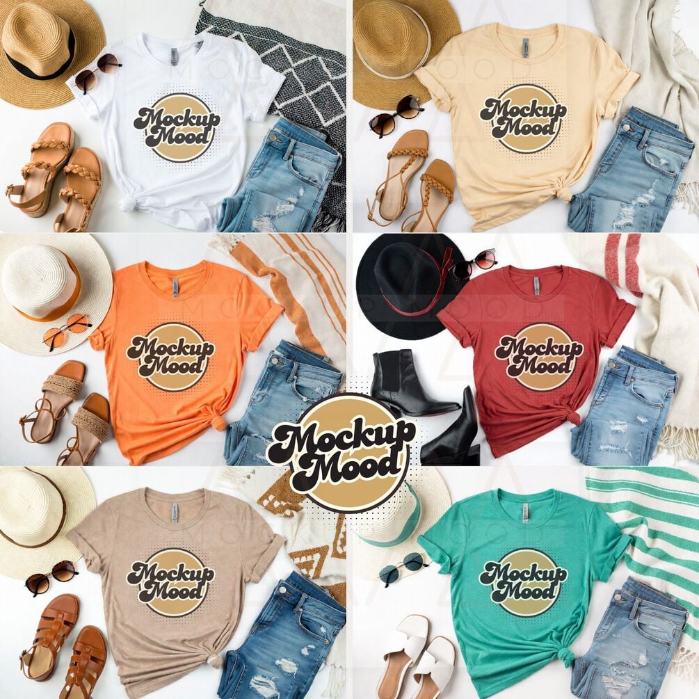 Bella Canvas 3001 Flat Lay T-Shirt Mockups | 28 Colors | Premium ...