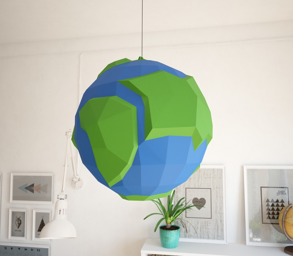 Earth planet papercraft PDF Template DIY DXF silhouette cameo