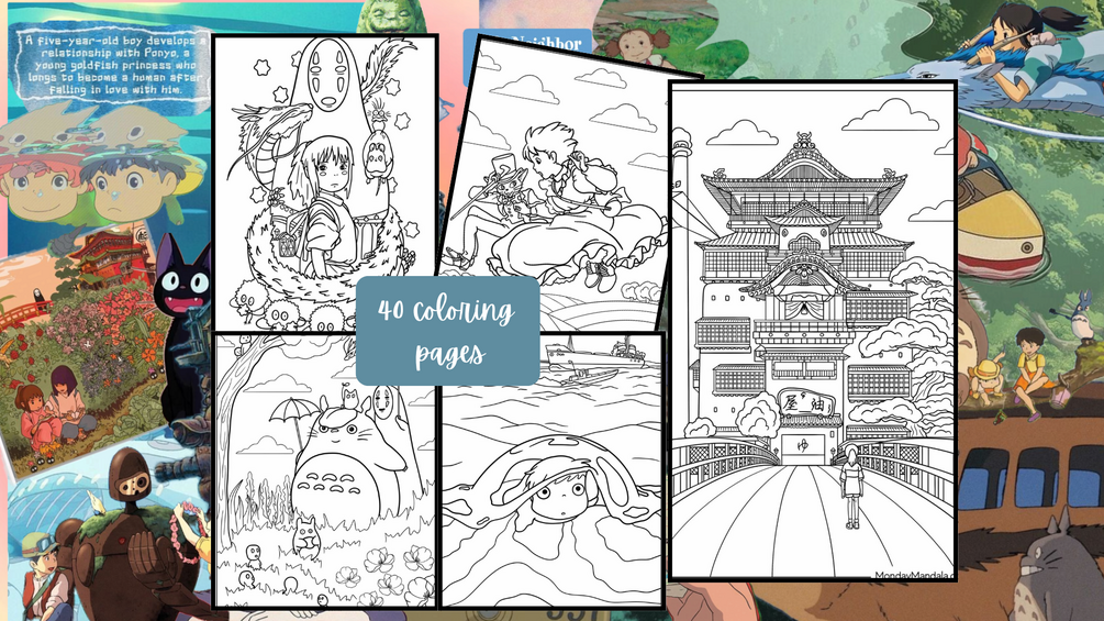 GHIBLI COLORING WORKSHEETS