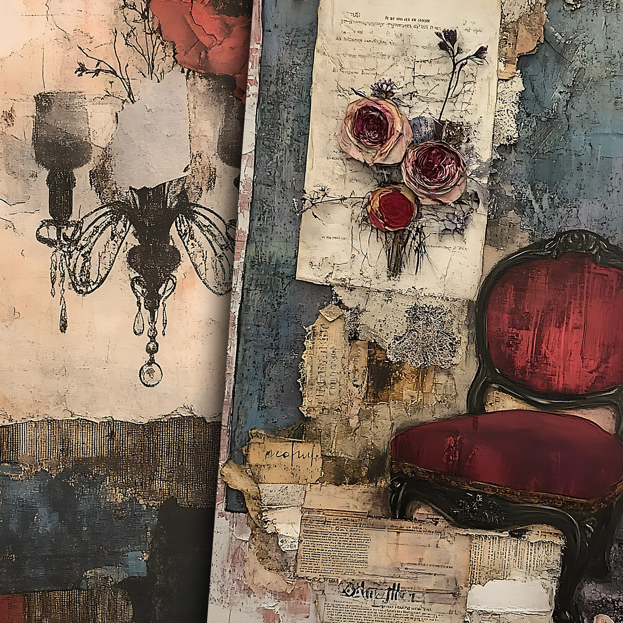 30 pc Home Decor Scrap Style Elegance Collage Printable Junk Journal ...