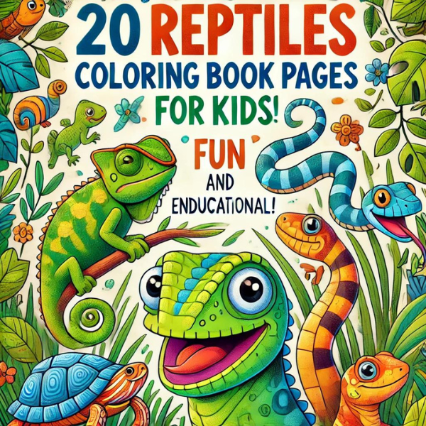 20 Reptiles Coloring Book Pages for Kids