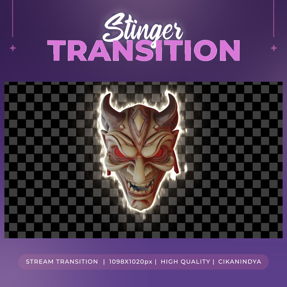 Animated Stinger Transition Oni Mask Lightburst | Glowing Demon Mask ...