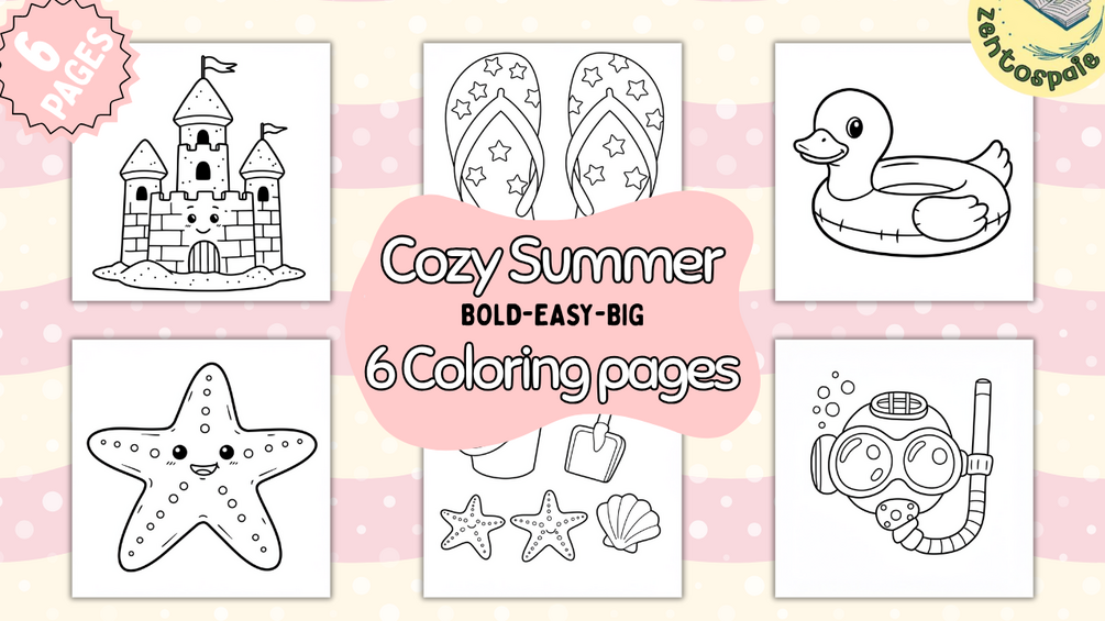 Cozy Summer: Relaxing Summer Vibes Coloring Pages (6 Printable Sheets)